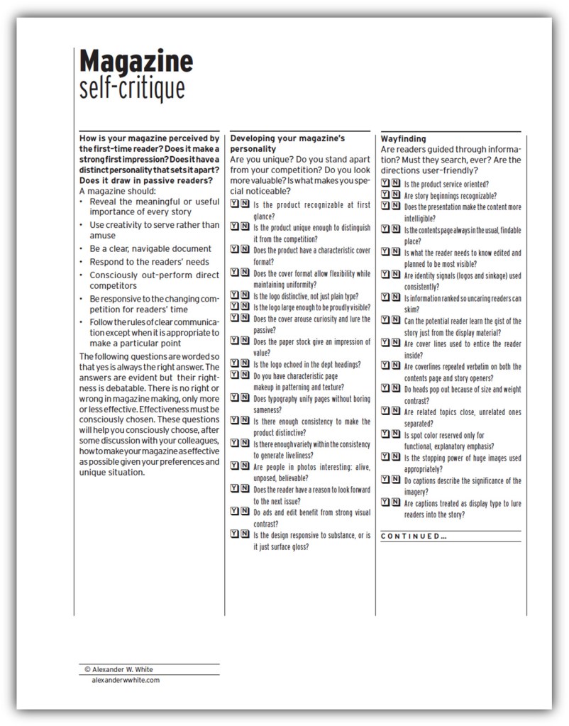 Magazine Self-Critique | Alexander W White